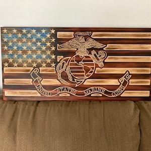 Rustic American Marine EGA Wooden Flag Custom Made From | Etsy