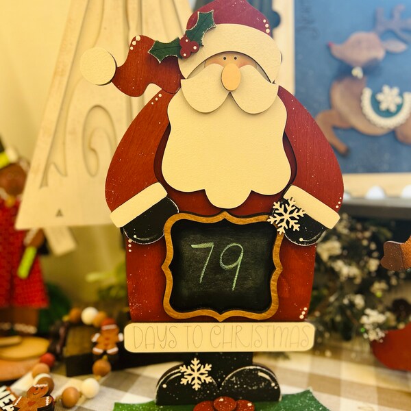 Santa Countdown SVG File | Laser Cut File | Standing Santa SVG File ...