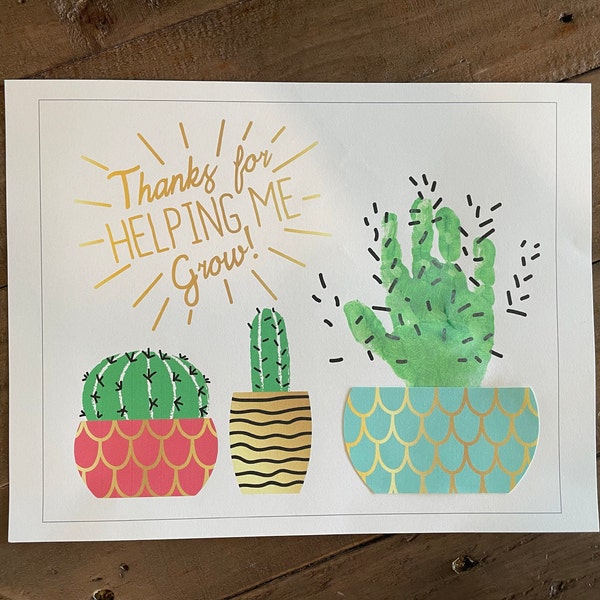 Finger Paint Teacher Appreciation Week Printable Cactus Succulents DIY ...