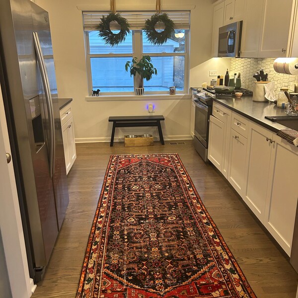 4x9 Vintage Rug, Red Turkish Rug, 4x9 Handmade Oushak Rug, Bedroom Rug ...