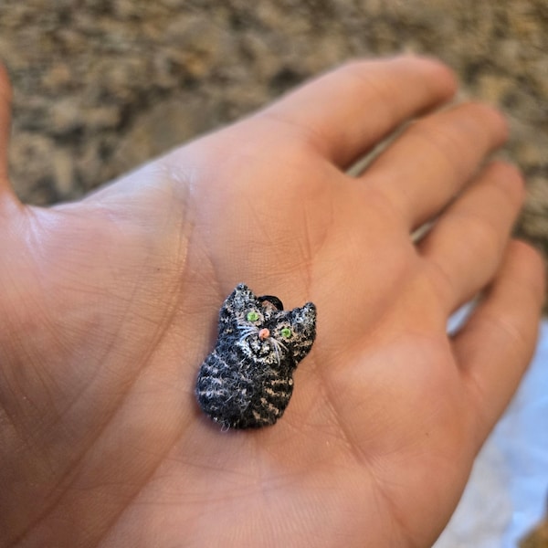 Tiny Cat Stuffed Animal With Yarn -miniature Felt- Handmade Plush ...