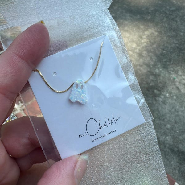 Ghost Opal Necklace, Fire Opal Specter Necklace, White and Black Opal ...
