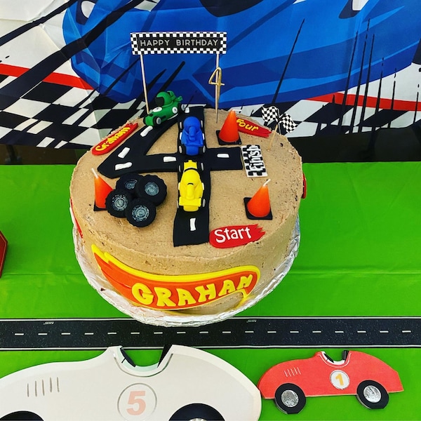 Mini Race Car Fondant Cake Toppers, Handmade Edible Sports Car Cake ...