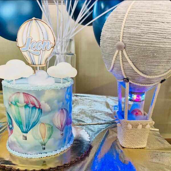 Pastel Hot Air Balloon Cake Wrap an Adventure Awaits Edible Image "oh ...