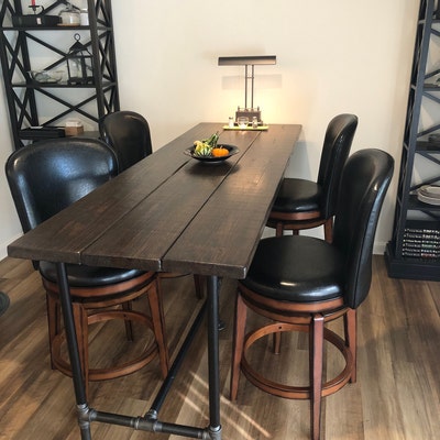 Industrial BAR TABLE. Rustic Bar Table. Solid Wood and Steel Bar Table ...