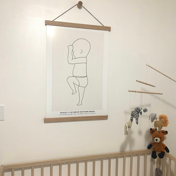 PRINTABLE CUSTOM BIRTH Poster, Newborn Illustration in Scale 1:1, Birth ...