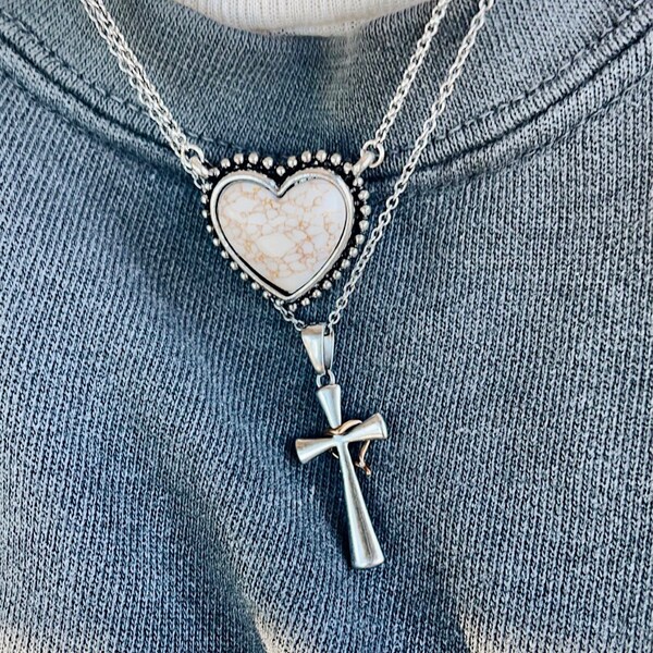 Western Heart Pendant Necklace| Natural Stone Charm | Western Jewelry ...