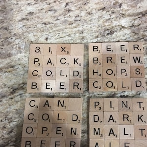 Coffee Themed Scrabble Tile Coasters | Etsy