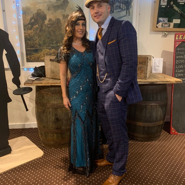 Beatrice Blue Flapper Fringed Prom Dress, 1920s Vintage Inspired Great ...