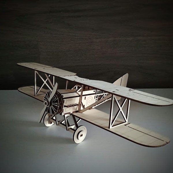 3D Biplane Laser Cut Files | Vintage Airplane Model | Digital Download ...
