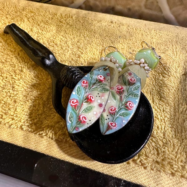 Dandy Doodles Artisan Ceramic Earrings, Whimsical Abstract Art Hand ...