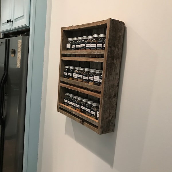 Rustic Mason Jar Spice Rack Display, Spice Rack, Mason Jars, Kitchen ...