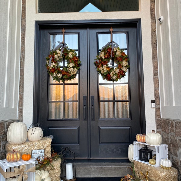 NEW Autumn Harvest Wreath, Fall Peony Wreaths, Coffee and Cream Peony ...