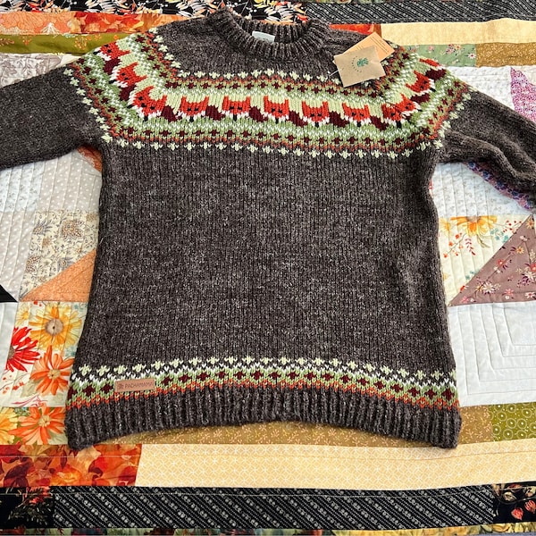 Women's Knitted Fox Jumper - 100% Wool | Pachamama - Etsy