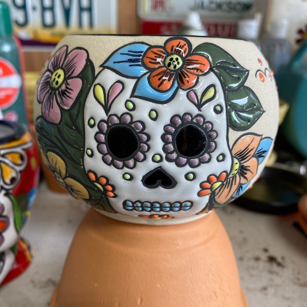 Sugar Skull Planter Pot, Calavera Planter, Calavera Skull, Mexican ...
