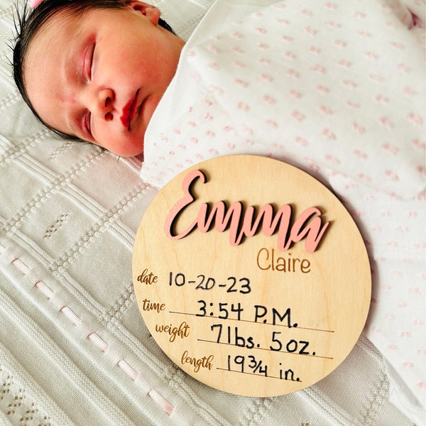 Baby Name Sign With Birth Stats Custom Baby Arrival Announcement Baby ...