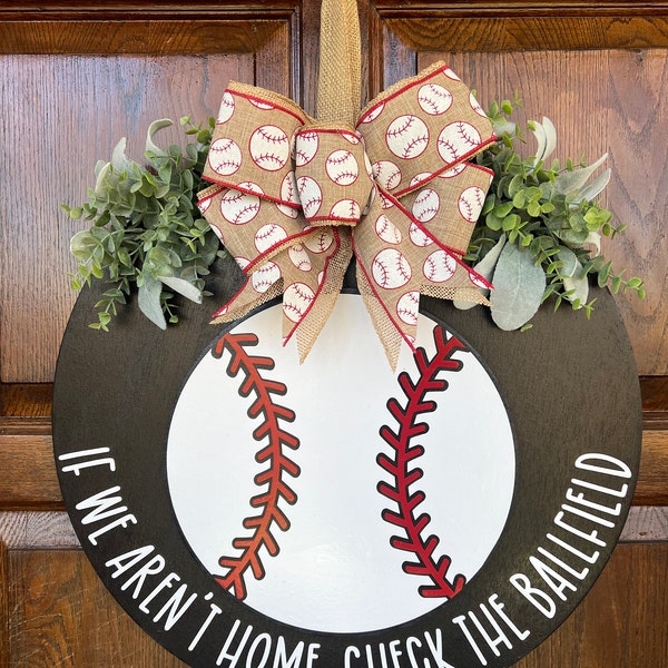 Front Door Decor | Welcome Sign | Baseball | Summer Wreath | Baseball ...