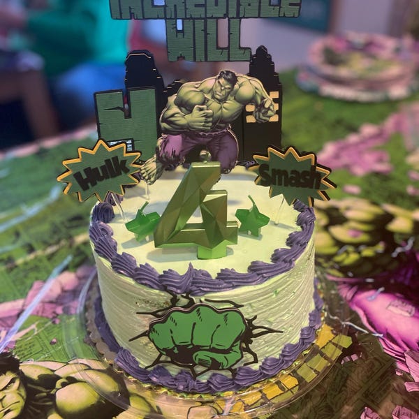 Personalized Hulk Cake Topper - Hulk Birthday - Hulk Party Decor ...