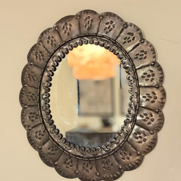Wall Mirror. Tin Punched Handmade Oval Mirror. Home Decor. - Etsy