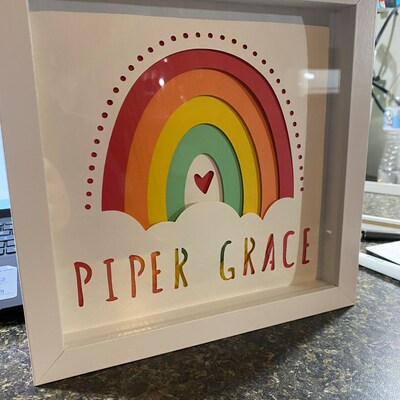 3D Custom Name Shadow Box, Boho Rainbow Svg, Layered Paper Art, Files ...