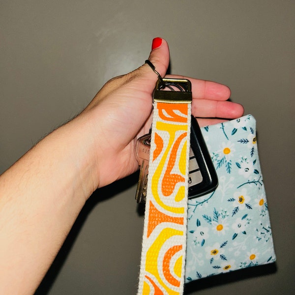 Swirl Spiral Custom Keychain Wristlet / Key Fob Keychain Lanyard Strap ...