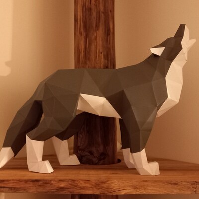 Wolf Paper Craft, Digital Template, Origami, PDF Download DIY, Low Poly ...