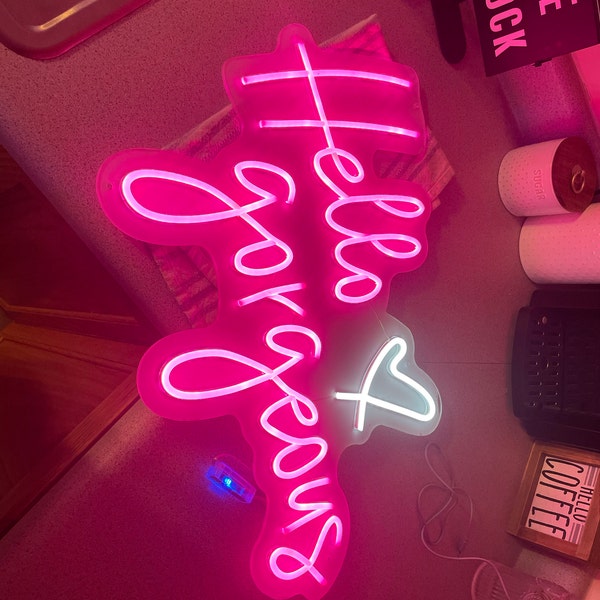 Hello Gorgeous Neon Sign,custom Heart Sign Salon Decorations,led Light ...