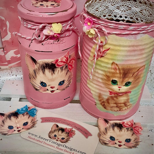 Vintage Kitty Glass Jar - Whimsical Kitschy Kitsch Decor - Vintage ...