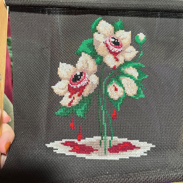 Creepy Floral Cross Stitch Pattern Pdf Bundle, Gothic Embroidery Design ...