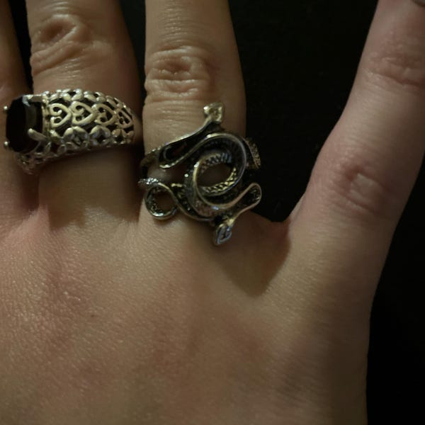 Snake Ring SILVER Interlocking Snakes Serpent Swirl Occult Sacred ...