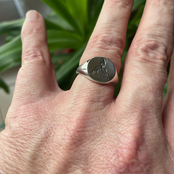 Mickey Mouse Ring Sterling Silver Ring Signet Ring Mickey Ring Engraved ...