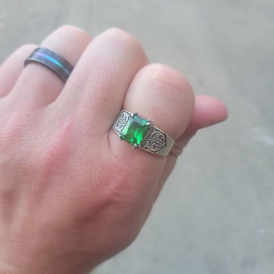 Silver Engraved Dragon Signet Ring Men, Dainty Fantasy Ring to Family ...