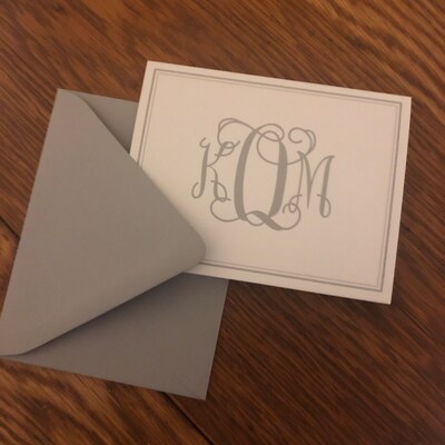 Personalized Note Cards Set, Monogram Stationery Monogrammed Note Card ...