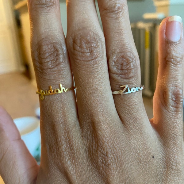 Dainty Stacking Name Ring by Gracepersonalized - Custom Name Ring ...