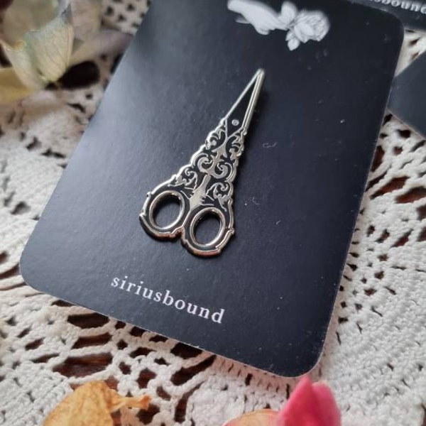 Victorian Mourning Scissors Enamel Pin - Etsy