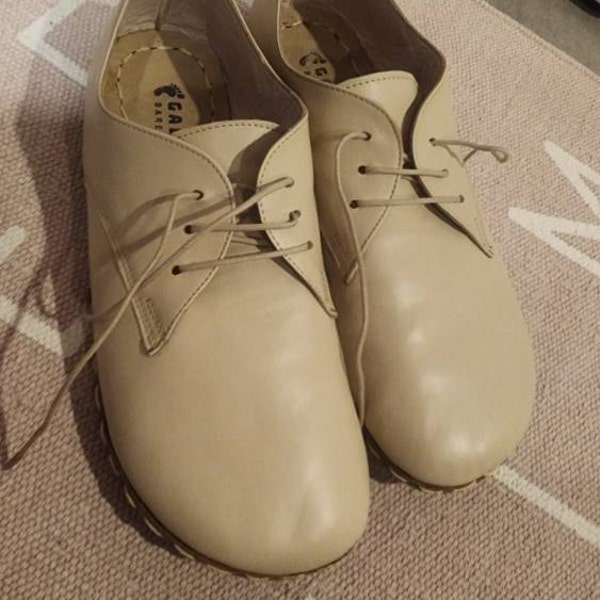 Beige Leather Barefoot Shoes, Copper Grounding, Wide Toe - Etsy