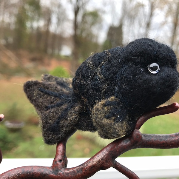 Made to Order Wool Felt Goldfish "cherry Ryukin" Art Fish Aqarium ...