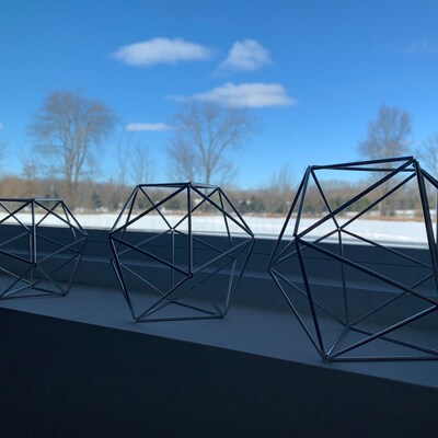 Gold Tone Tetrahedron Nesting Triangle Centerpieces, Himmeli Triangles ...