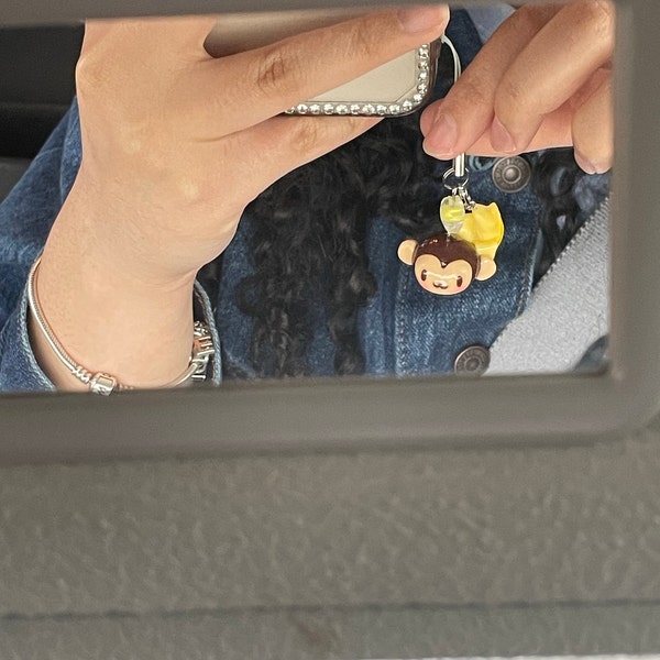 Blushing Monkey & Banana Handmade Phone Charm / Bag Charm / Keychain - Etsy