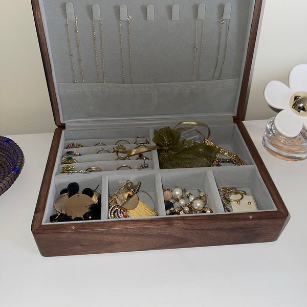 Wooden Jewelry Box, Jewelry Organizer, Simple Jewelry Box, Walnut ...