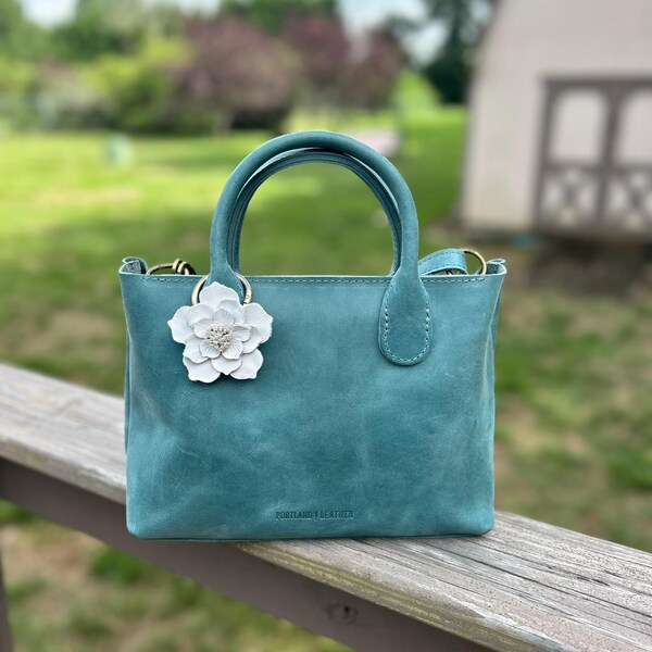 White Flower Purse Charm, Single Magnolia Flower Purse Charm, Genuine ...