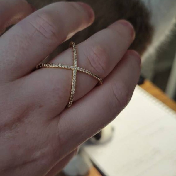 X Ring Criss Cross Ring Crossover Ring Sterling Silver Ring Multicolor ...
