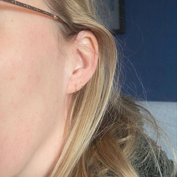 14K Solid Gold Hinged Clicker Hoop Belly Button Hoop Huggie Hoop ...