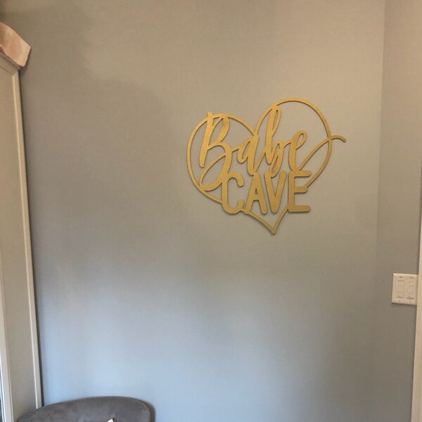 Babe Cave Heart Wall Sign, 13"w X 11"h, Wooden Sign, Laser Cut Wood ...