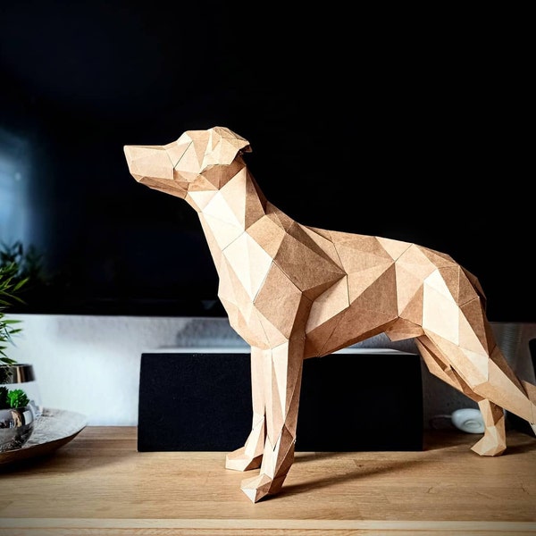 Printable DIY Template (PDF). Dog (pointer) Low Poly Paper Model ...