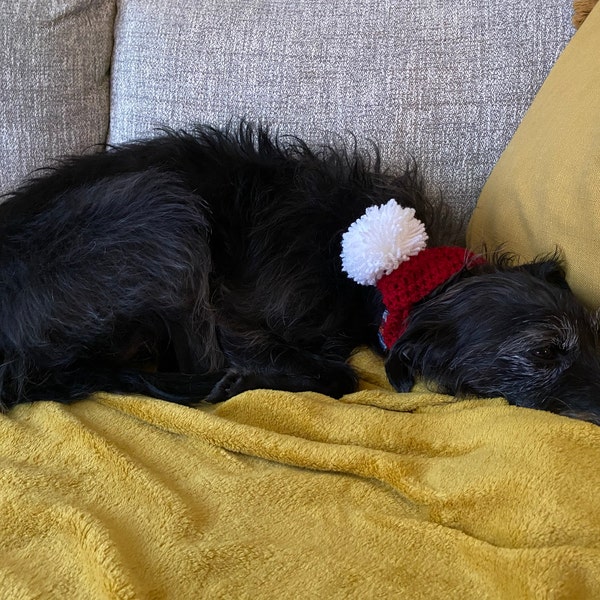 Christmas Dog Scarf With Pompom - Available in 4 Colour Schemes - Santa ...