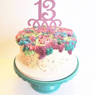Glitter 13 Birthday Age Cake Topper, 13th Birthday, Thirteen Birthday ...
