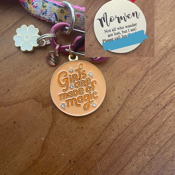 Girls Are Made of Magic Dog Tag, Orange, Star Retro Pet Tag, Dog Tag ...