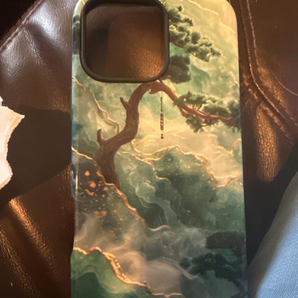 Magsafe Asian Chinese Embroidery Phone Case Green Landscape Tough Phone ...