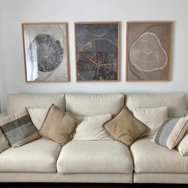 Beige Tree Ring Prints Set of 3 Nordic Prints Tree Stump Prints Tree ...